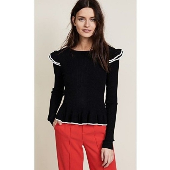 Club Monaco | Sweaters | Club Monaco Black And White Ribbed Ruffle ...